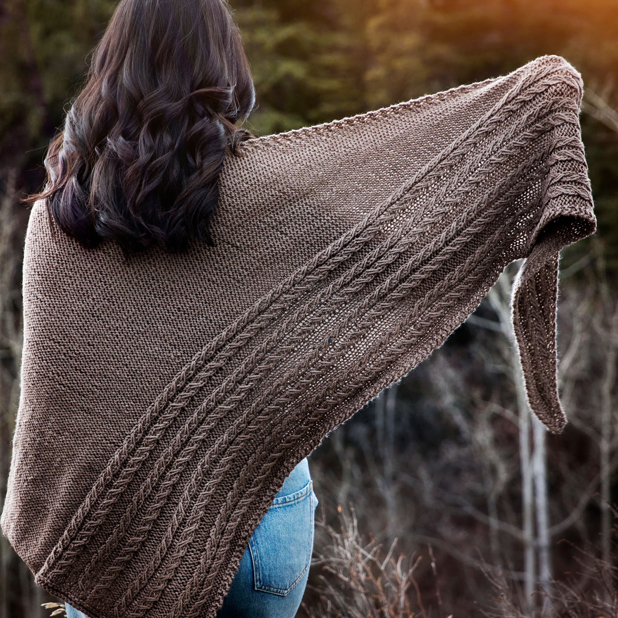 Cable Knit Triangle Shawl - Knitting Pattern - Etsy