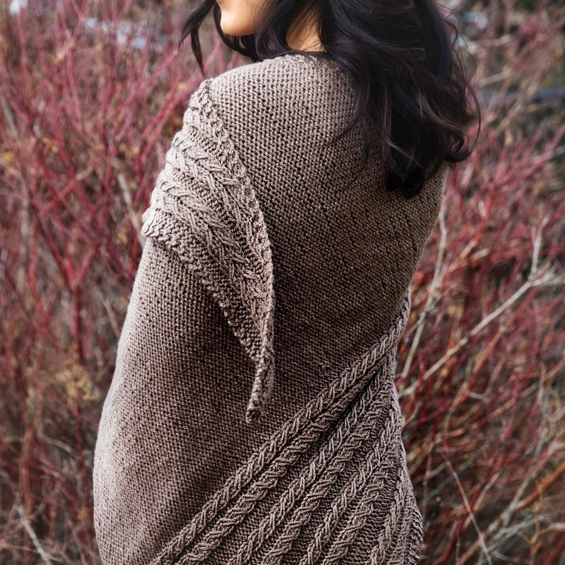Cable Knit Triangle Shawl - Knitting Pattern - Etsy