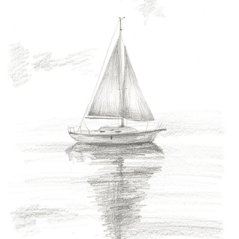 Sailboat Pencil Drawing - Etsy
