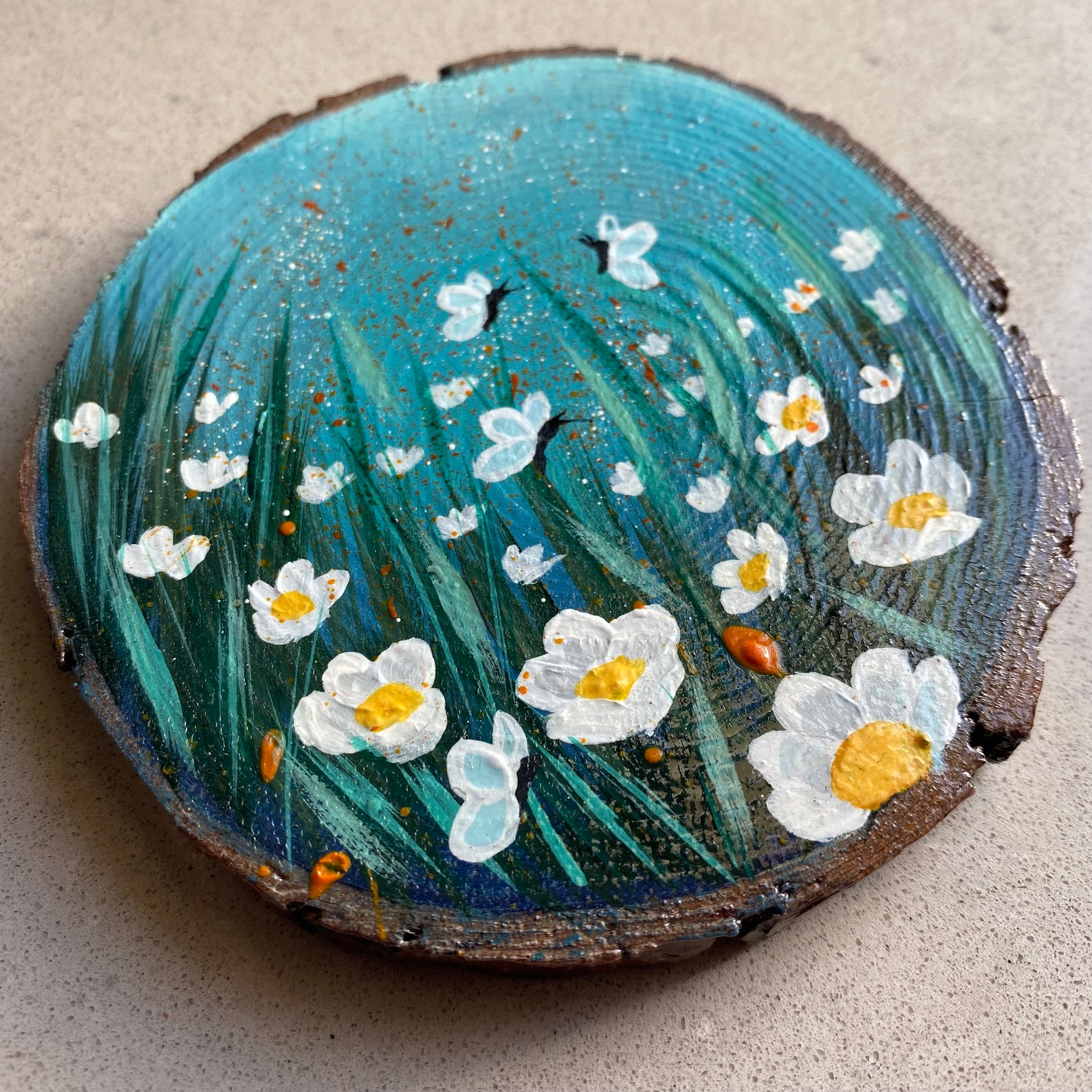 Hand Painted Wooden Coaster Wild Flower Coaster Wild Flower Art - Etsy