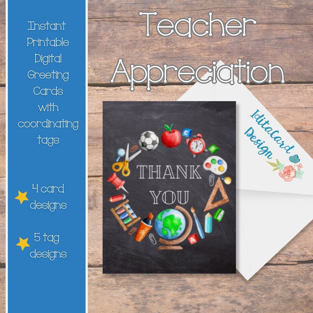 Printable Thank You Card | Teacher Card Printable | Digital Thank You ...