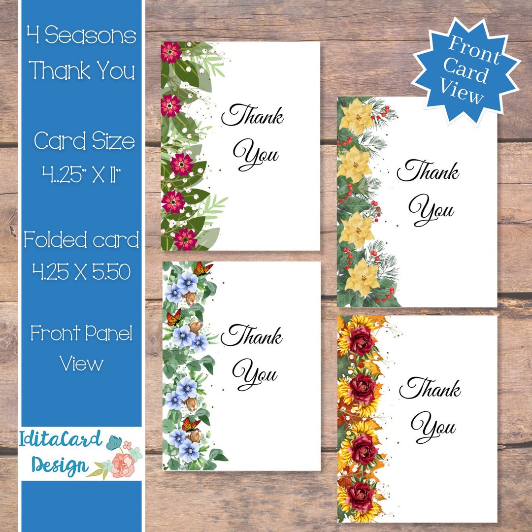 Printable Thank You Card | Seasonal Card Printable | Digital Thank You ...