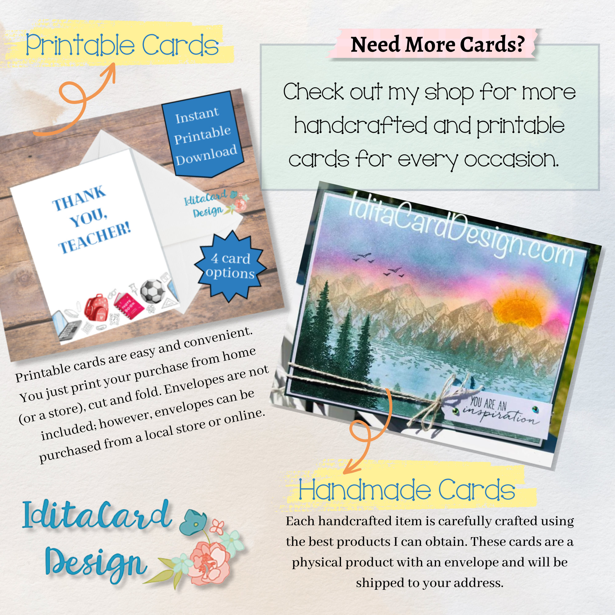 Printable Thank You Card | Teacher Card Printable | Digital Thank You ...