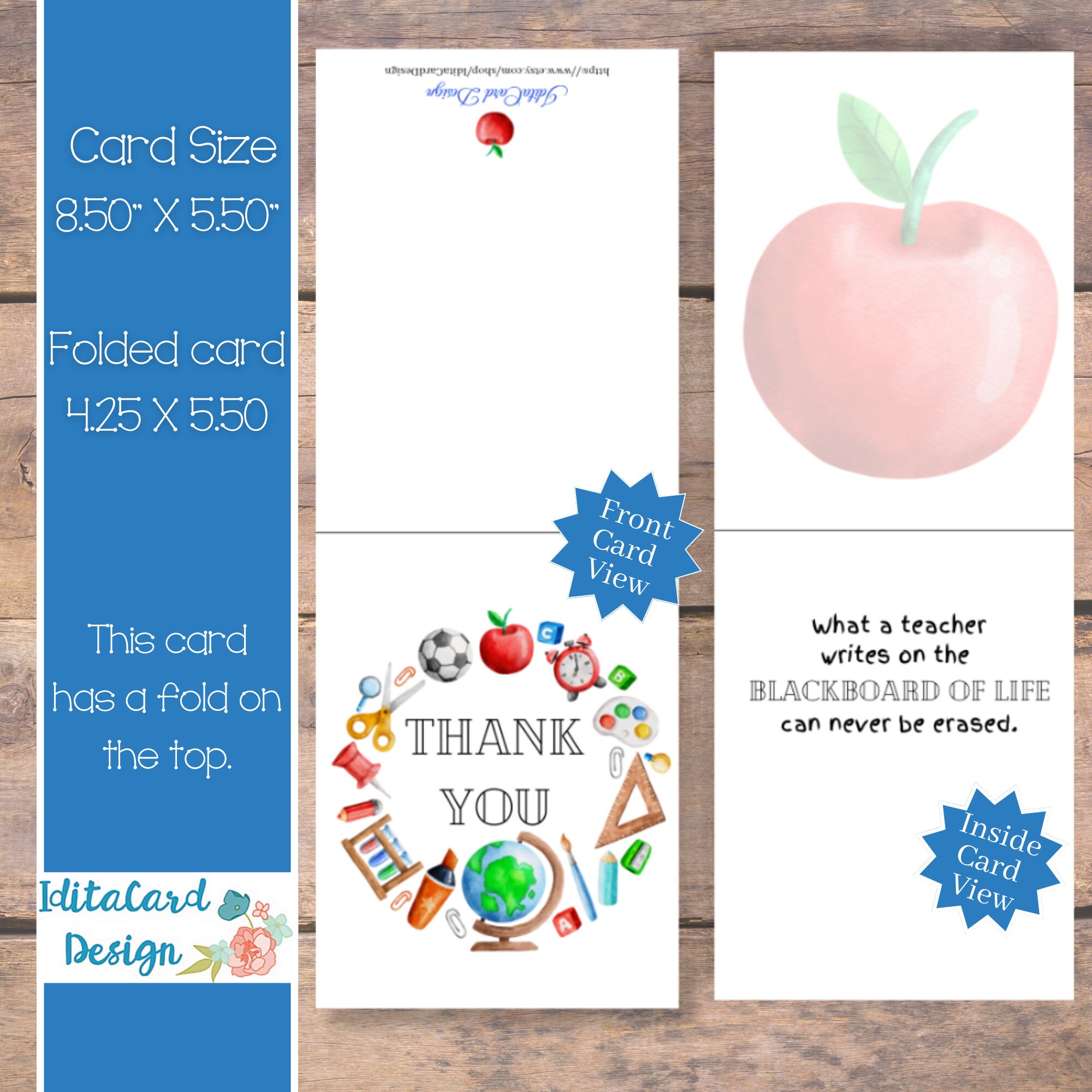 Printable Thank You Card | Teacher Card Printable | Digital Thank You ...
