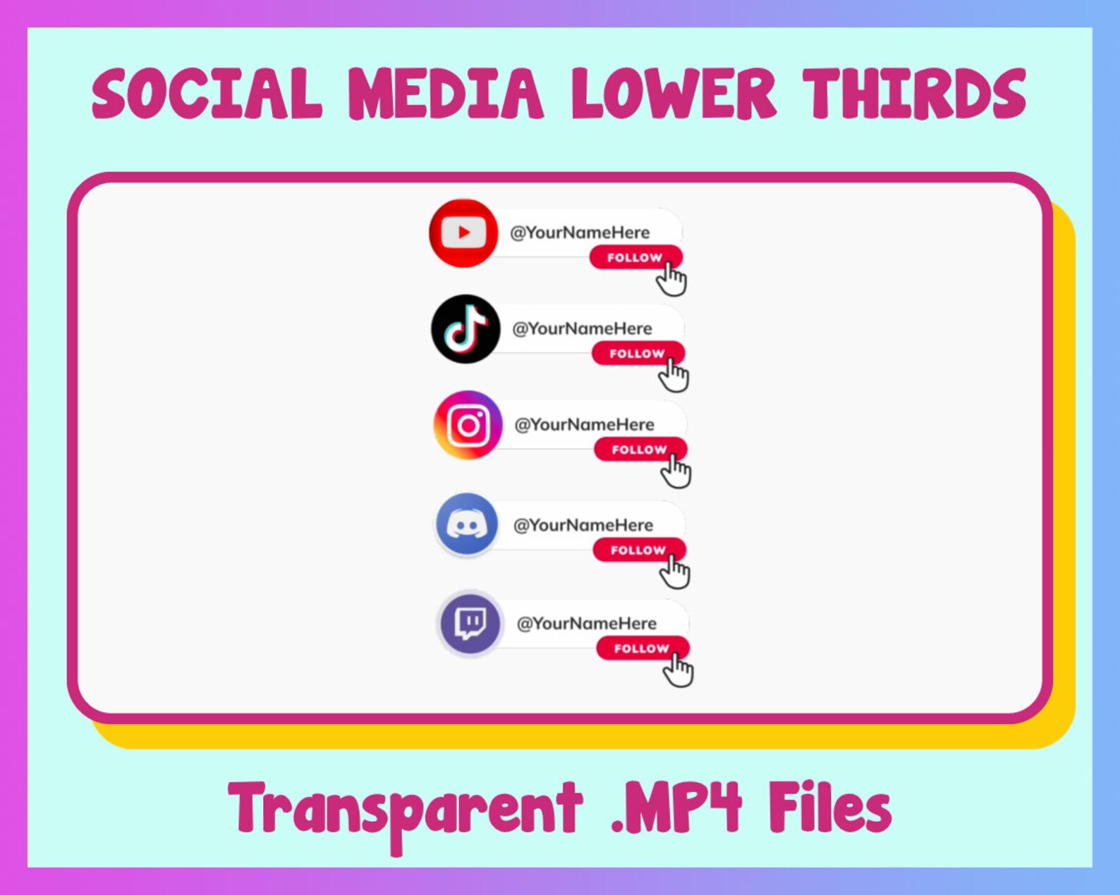 Custom Animated Social Media Lower Thirds for Youtube Videos - Etsy