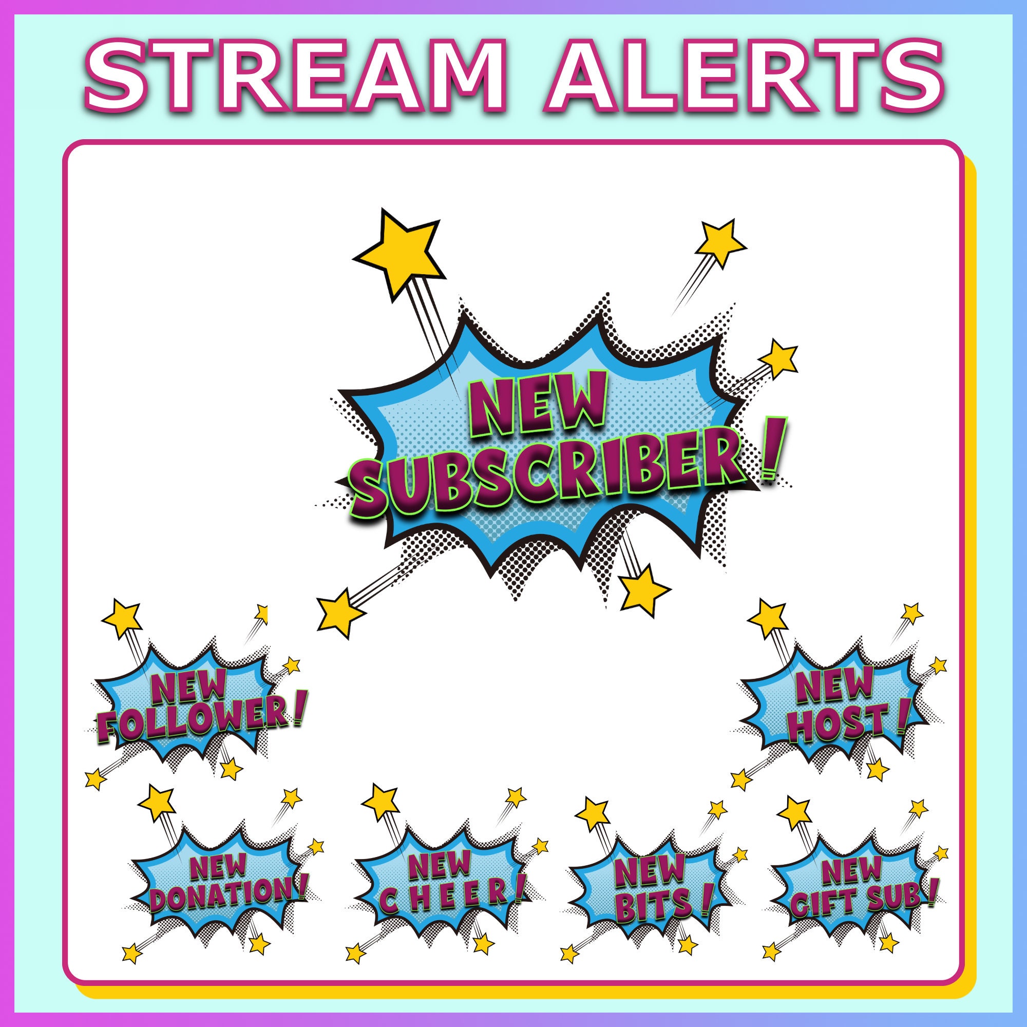 Animated Twitch Alert With SOUND Stream Alert Box, Comic Twitch Overlay ...
