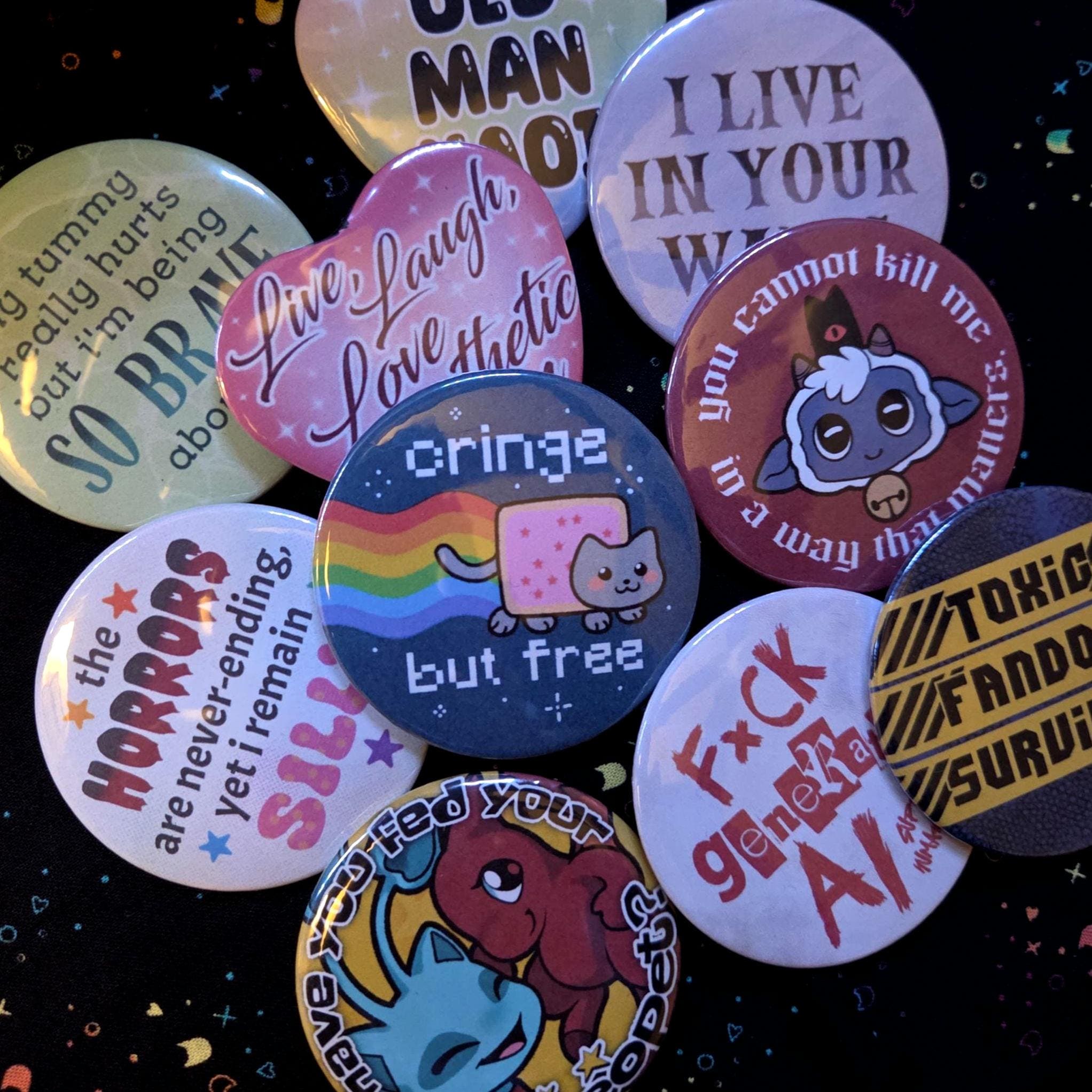 Meme / Assorted Fandom Large Pinback Buttons - Etsy