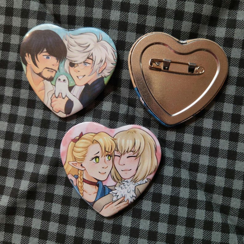 Anime Heart-shaped Pinback Button - Etsy