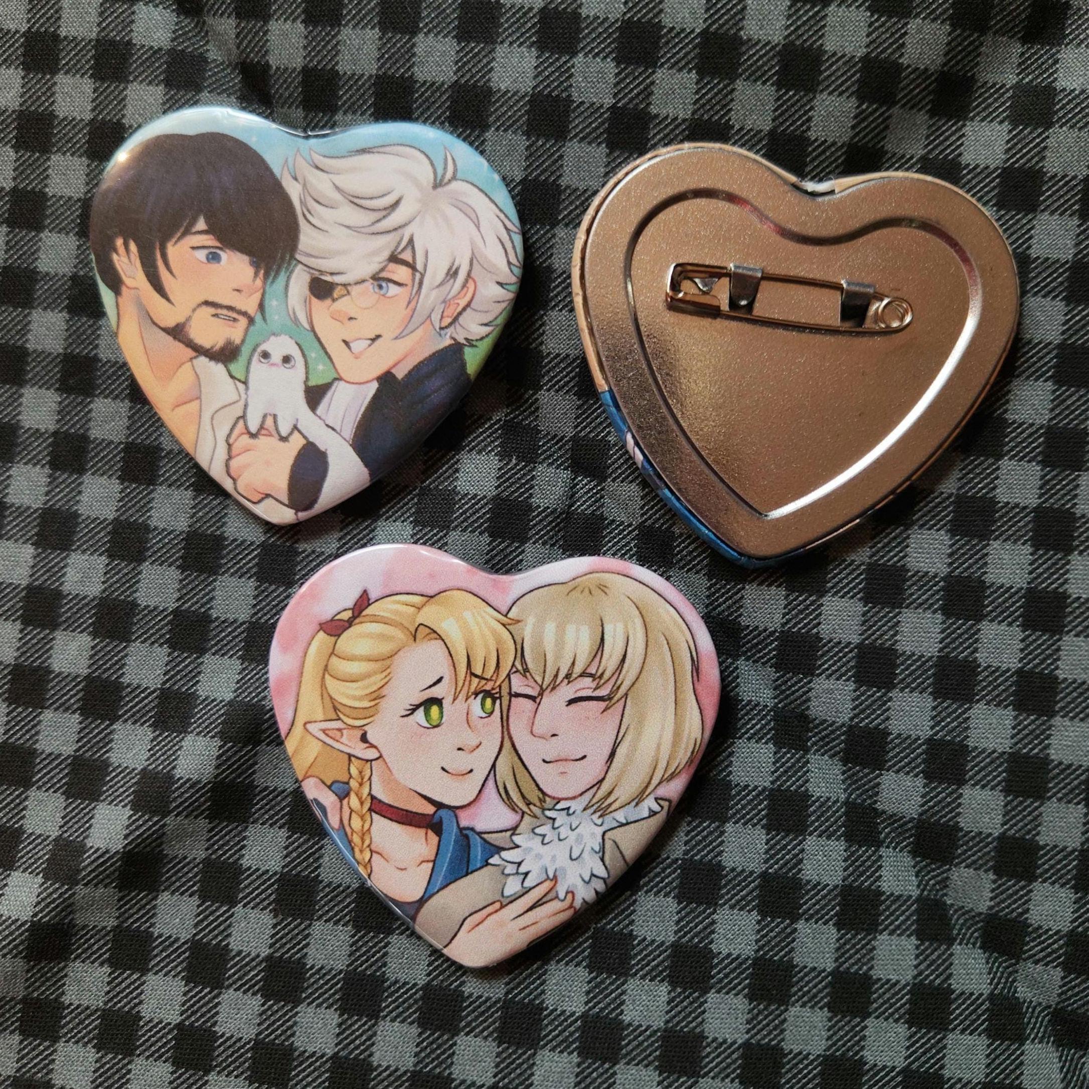 Anime Heart-shaped Pinback Button - Etsy