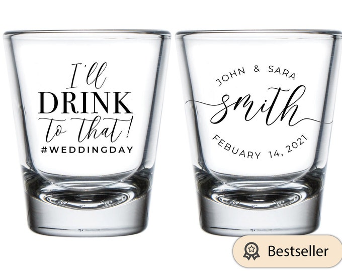Monogram Wedding Shot Glasses | Custom Initials & Date Design ...