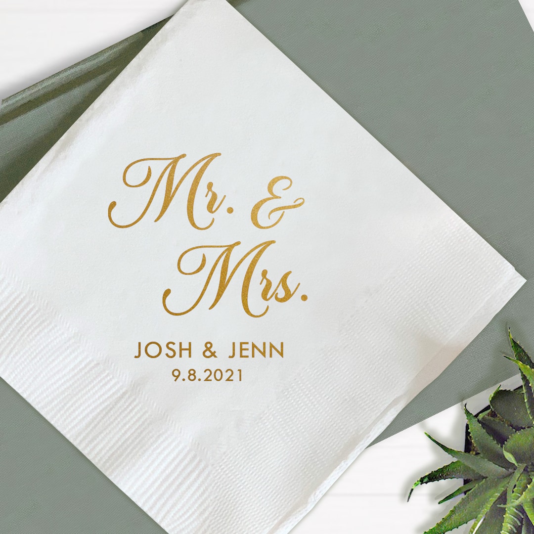 Mr. & Mrs. Wedding Napkins, Personalized Mr. and Mrs. Wedding Napkins ...