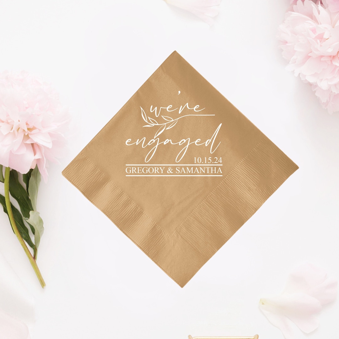 Personalized Napkins, Engagement Party Napkins, Personalized Beverage ...