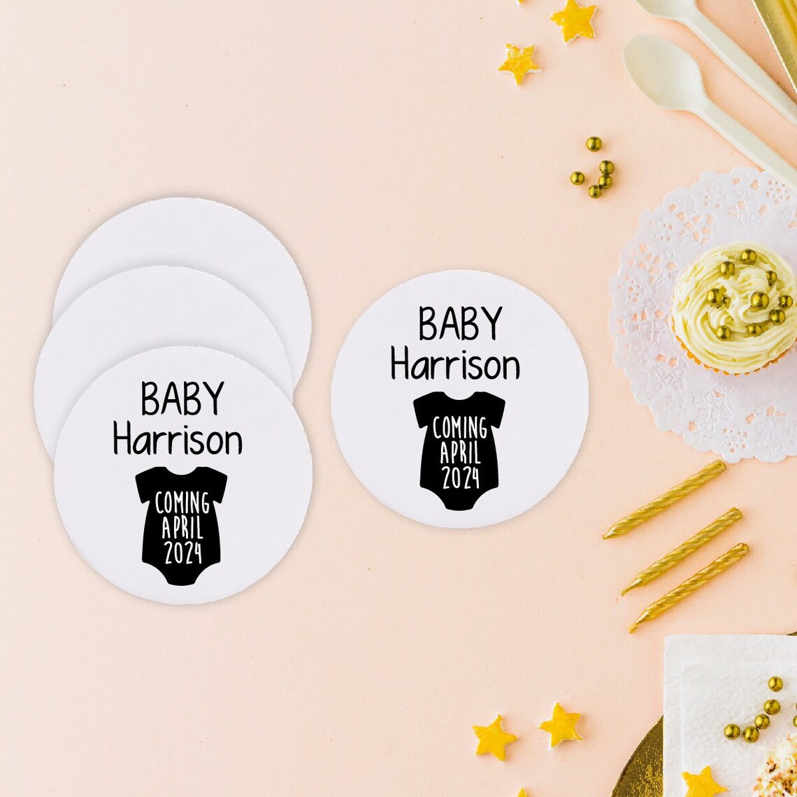 Gender-neutral Baby Shower Coaster Favor, Baby Shower Drink Coaster ...