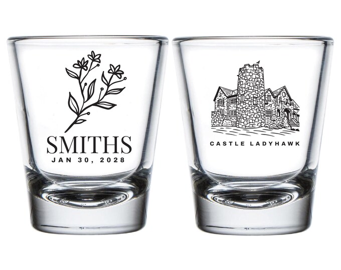 Monogram Wedding Shot Glasses | Custom Initials & Date Design ...