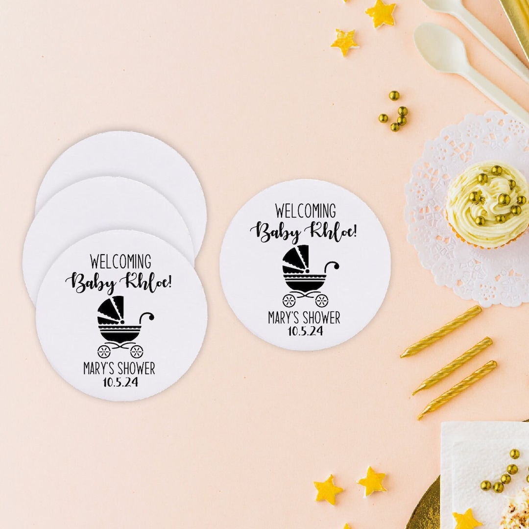 Personalized Baby Shower Coasters, Baby Shower Drink Coaster ...