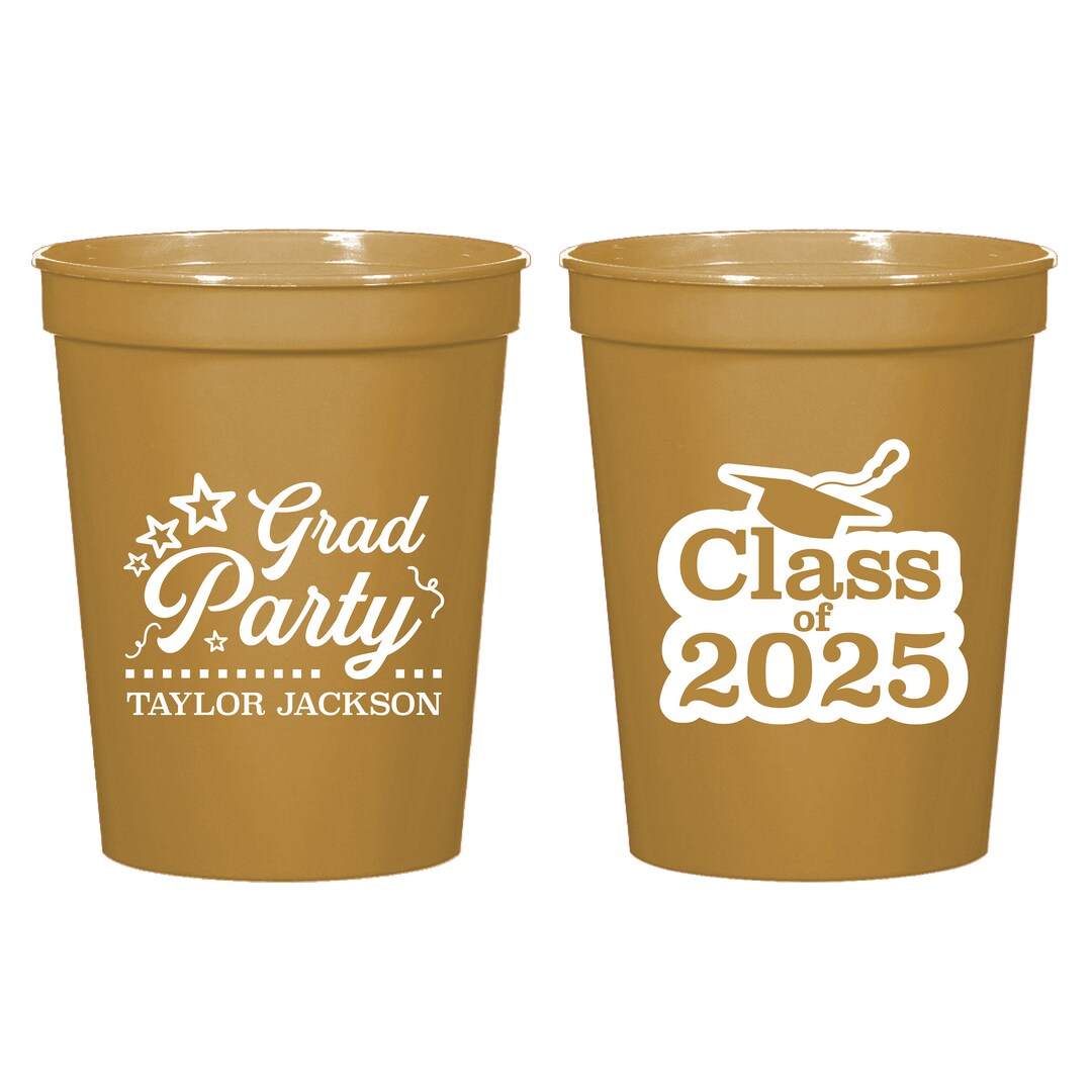 Grad Party Stadium Cups, Personalized Graduation Party Plastic Cups ...