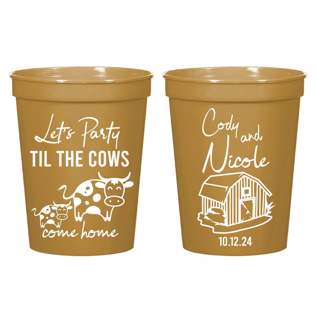 Farm Wedding Theme Stadium Cups, Personalized Barn Wedding Stadium Cups ...