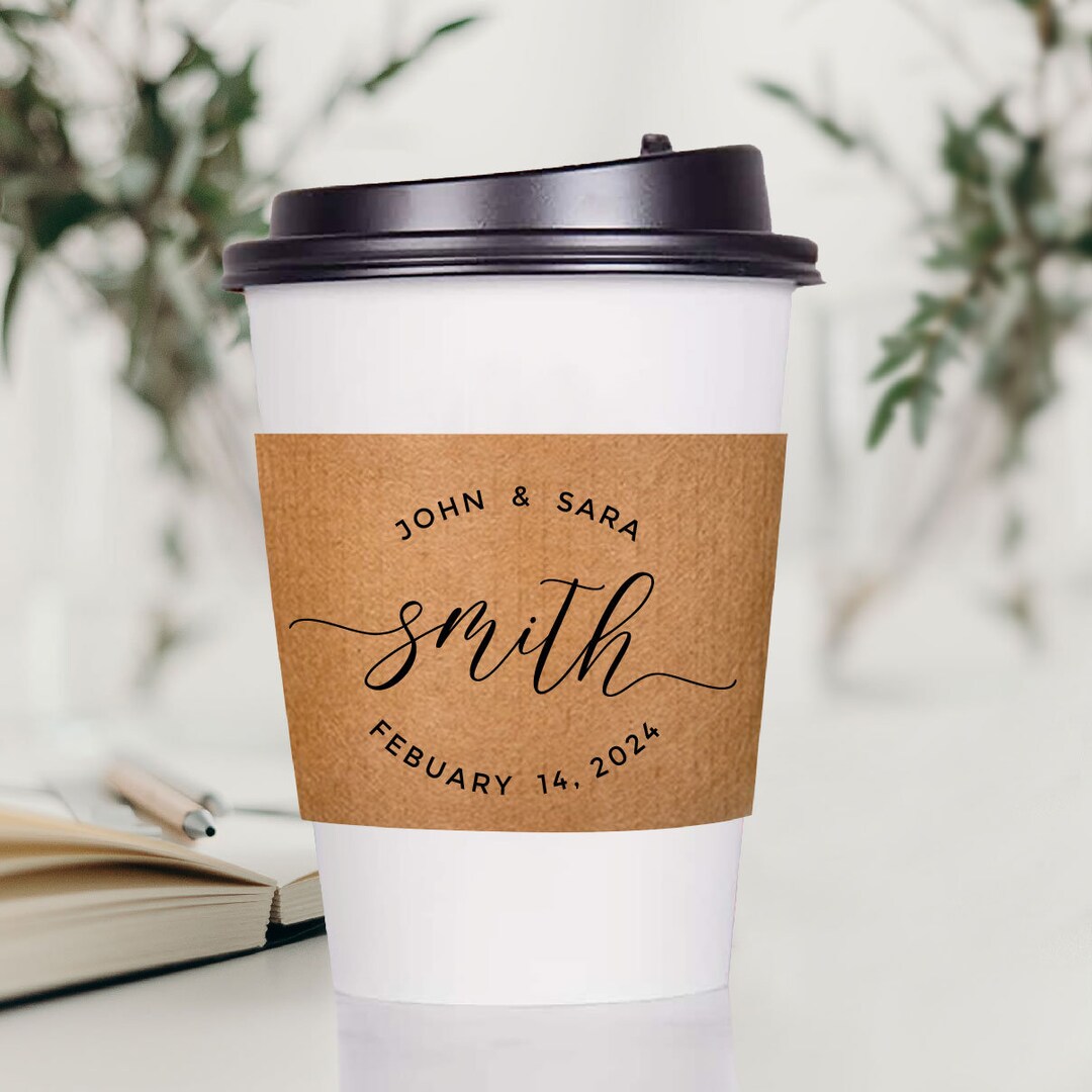 Custom Wedding Coffee Cup Sleeves Favors, Customized Paper Coffee Cup ...