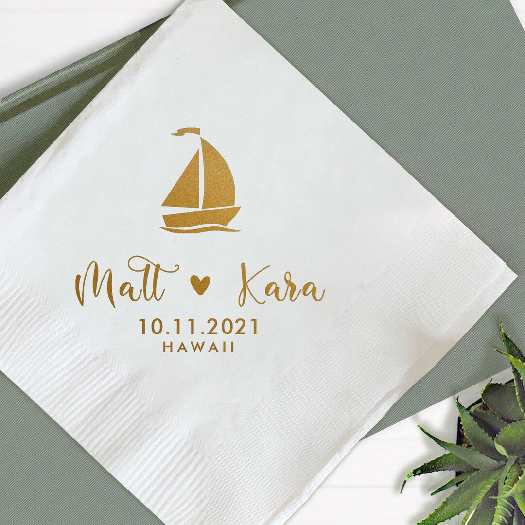 Sailboat Wedding Napkins, Boat Wedding Napkins, Wedding Napkin Favors ...