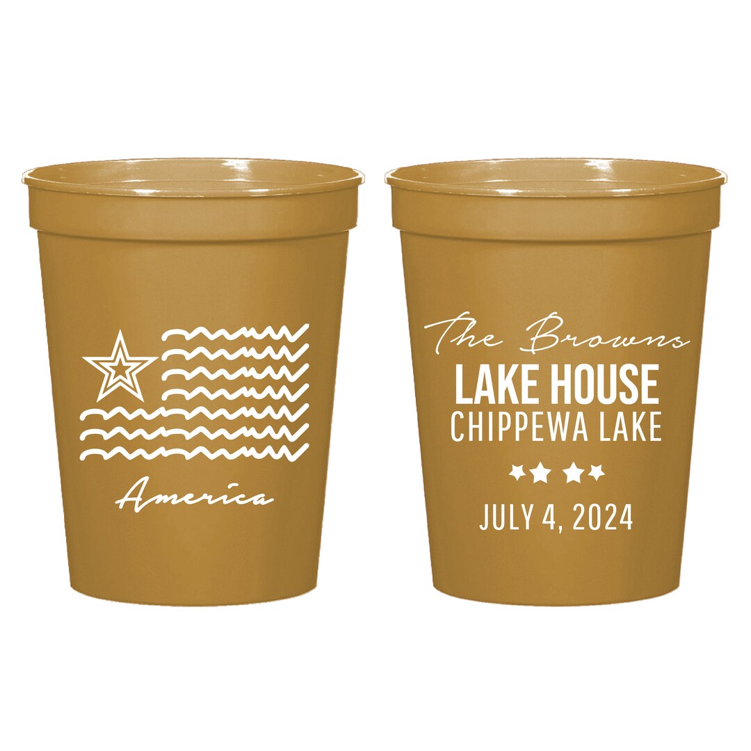 Independence Day Personalized Stadium Cups 16oz, Lake House Stadium Cup ...