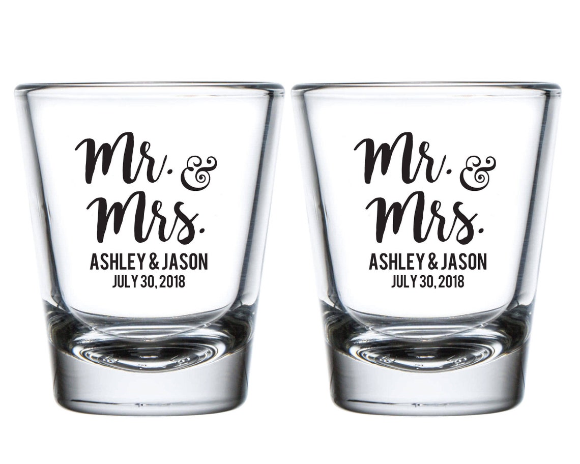 Mr And Mrs Wedding Shot Glasses Mr And Mrs Personalized Etsy