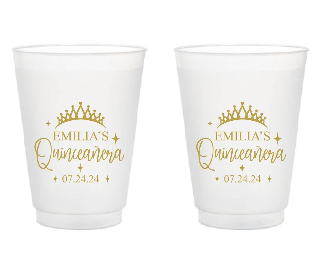 Custom Quinceañera Frosted Cup, Quinceañera Party Favors Plastic Cup ...