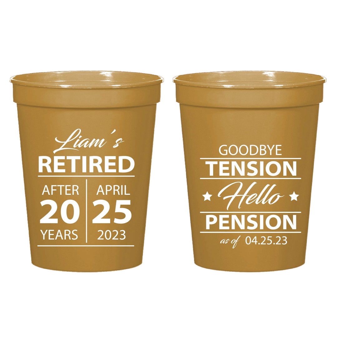 Retirement Party Stadium Cups, Stadium Cup Favors for Retirement ...