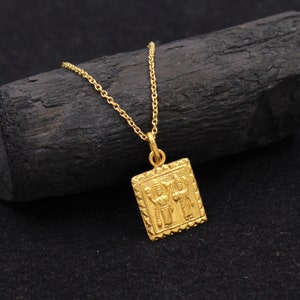 Pendant 22k Gold Embossed Stamping Pendant Solid Gold Chain Necklace We ...