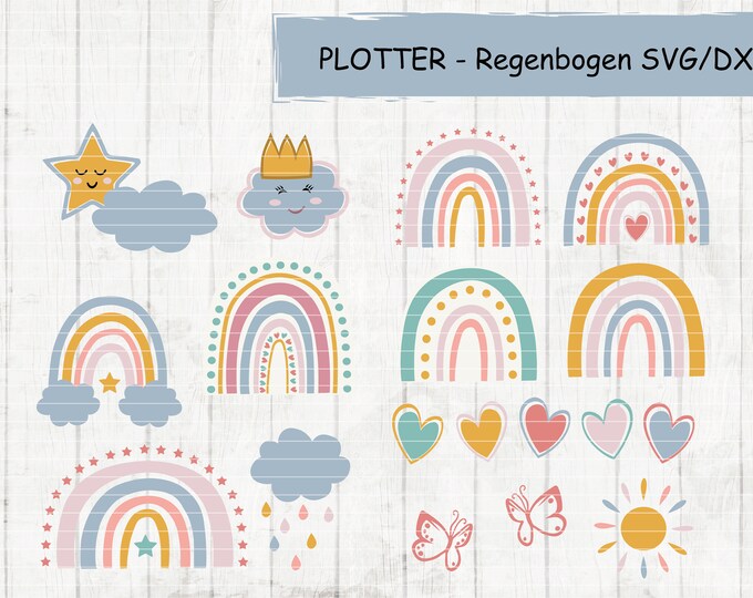 Regenbogen Plotterdatei PNG SVG SILHOUETTE Cricut - Etsy.de