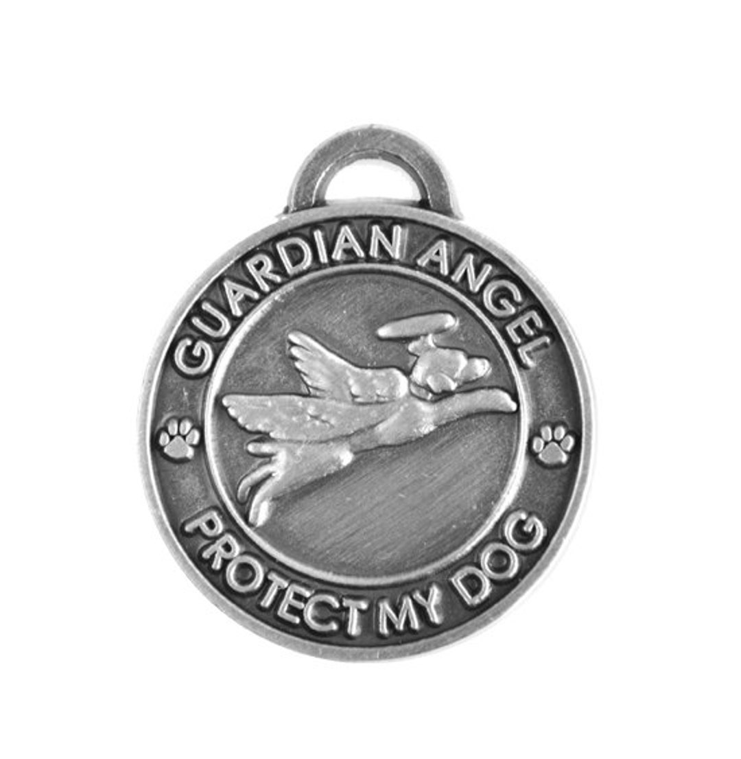 Guardian Angel Dog Tag, Antique Silver Pet ID Charm - Etsy