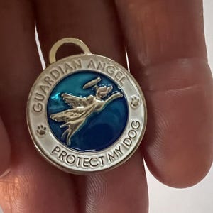 Guardian Angel Dog Pet ID Tag / Pet Charm in Pink or Blue - Etsy