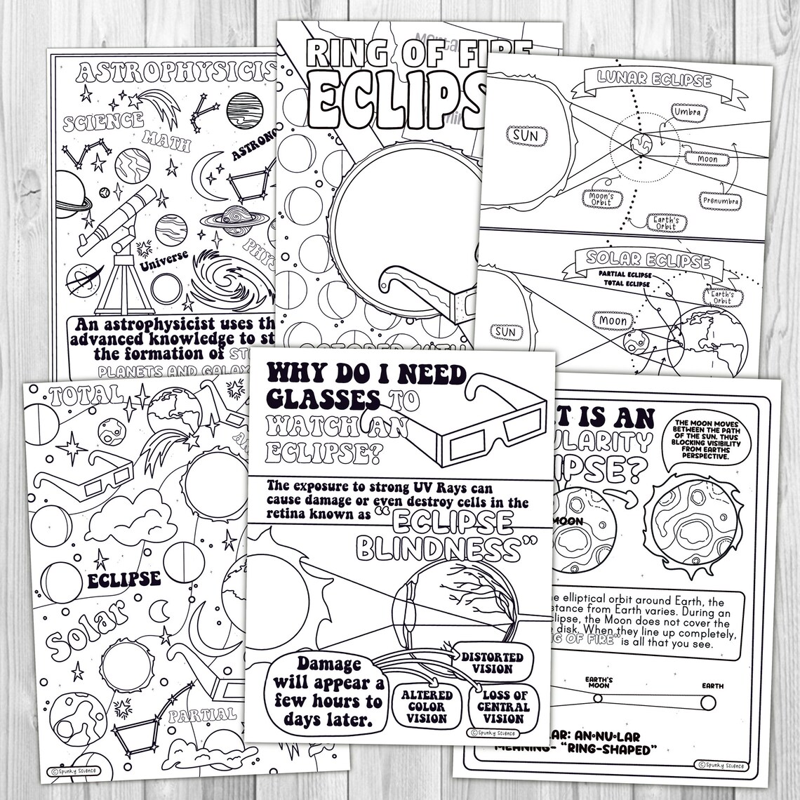 Total Solar Eclipse Science Coloring Pages and Joke Cards - Etsy