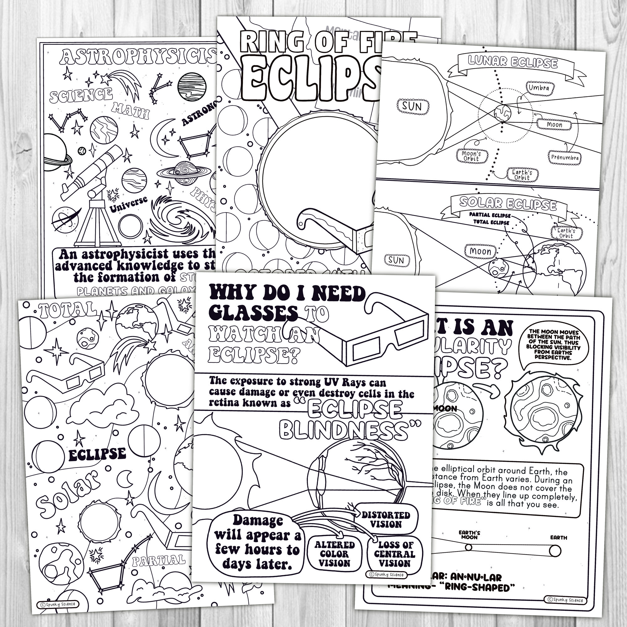 Total Solar Eclipse Science Coloring Pages and Joke Cards - Etsy