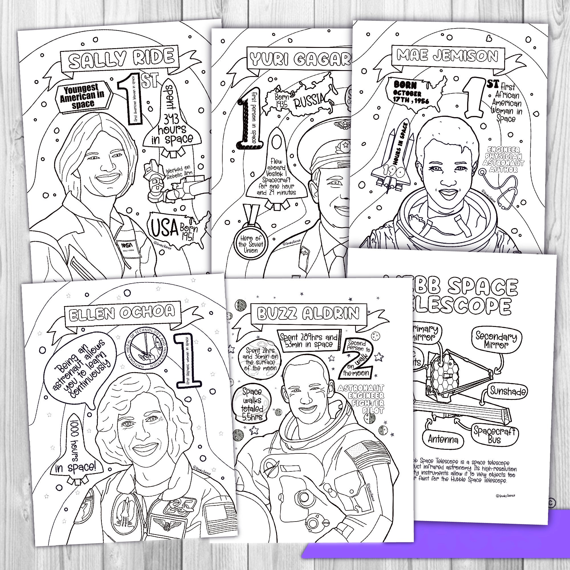 Science Doodles in Space Coloring Pack - Etsy