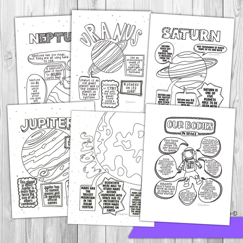 Science Doodles in Space Coloring Pack - Etsy