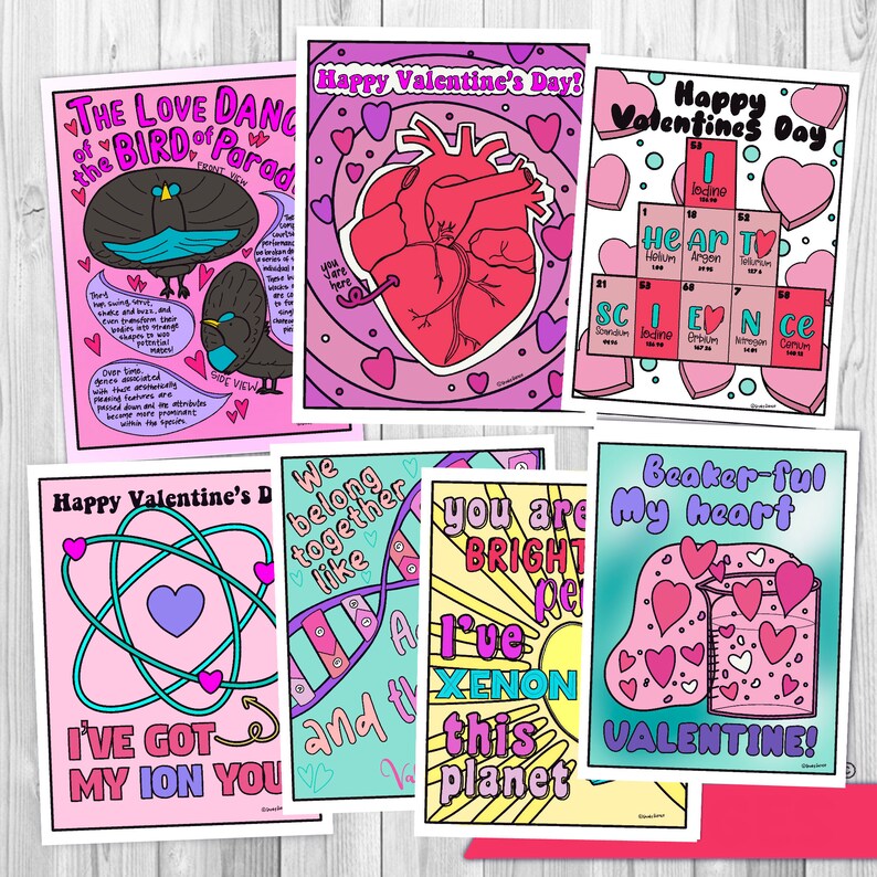 Valentine’s Day Cards- Science Themed - Etsy
