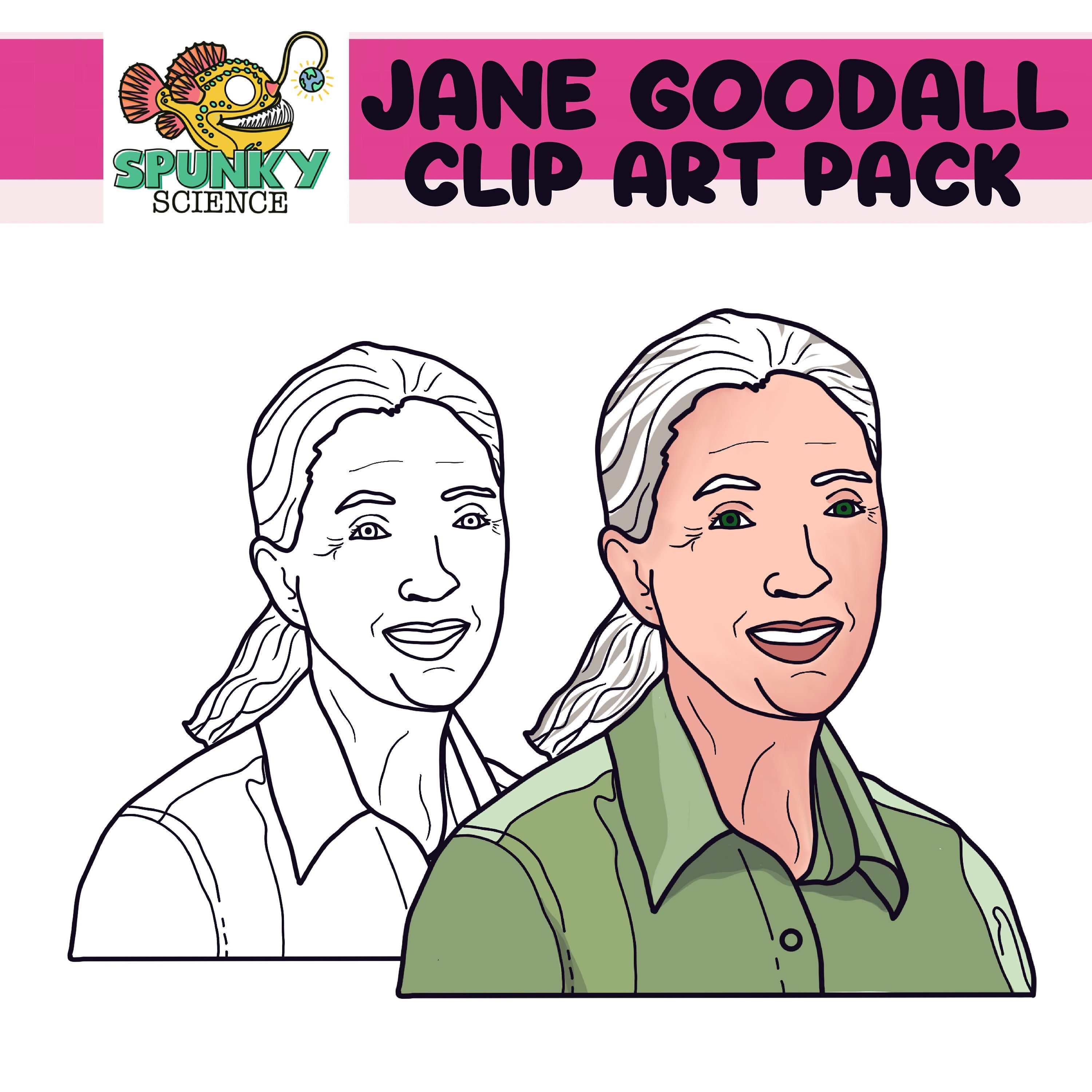 Jane Goodall Commercial Clip Art- Women’s History - Etsy