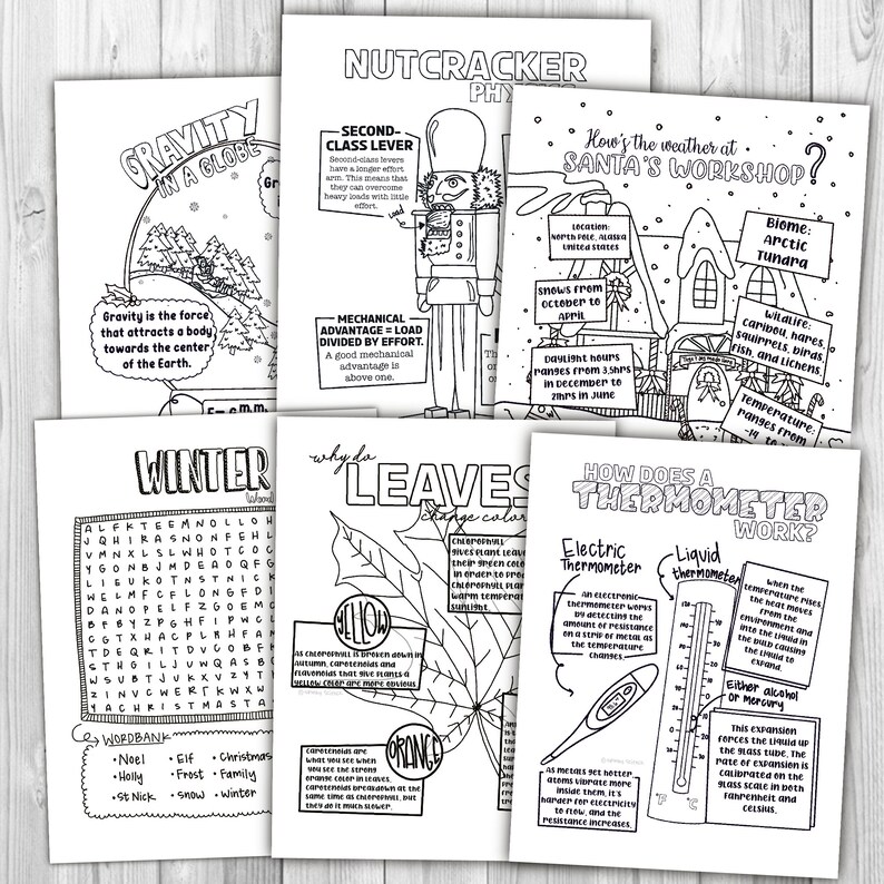 Christmas Science Coloring Pages - Etsy