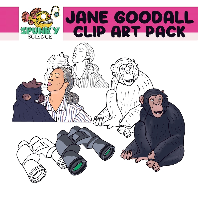 Jane Goodall Commercial Clip Art- Women’s History - Etsy
