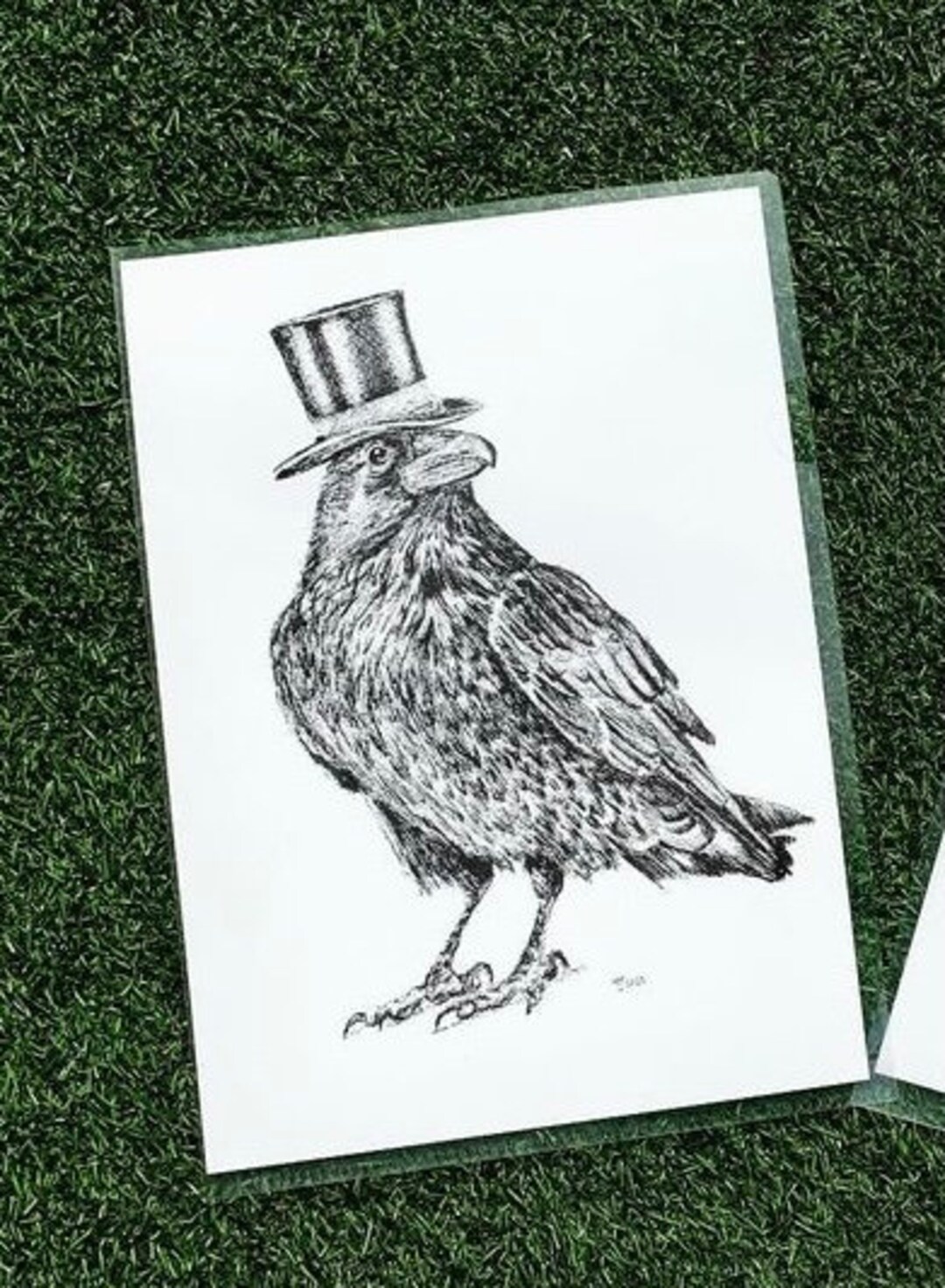 Raven in a Top Hat Art Drawing Print - Etsy