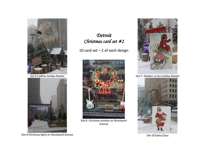 Detroit Christmas Cards (christmas Card Set #2), 5 Scenes, 10 (ten) 5 X ...