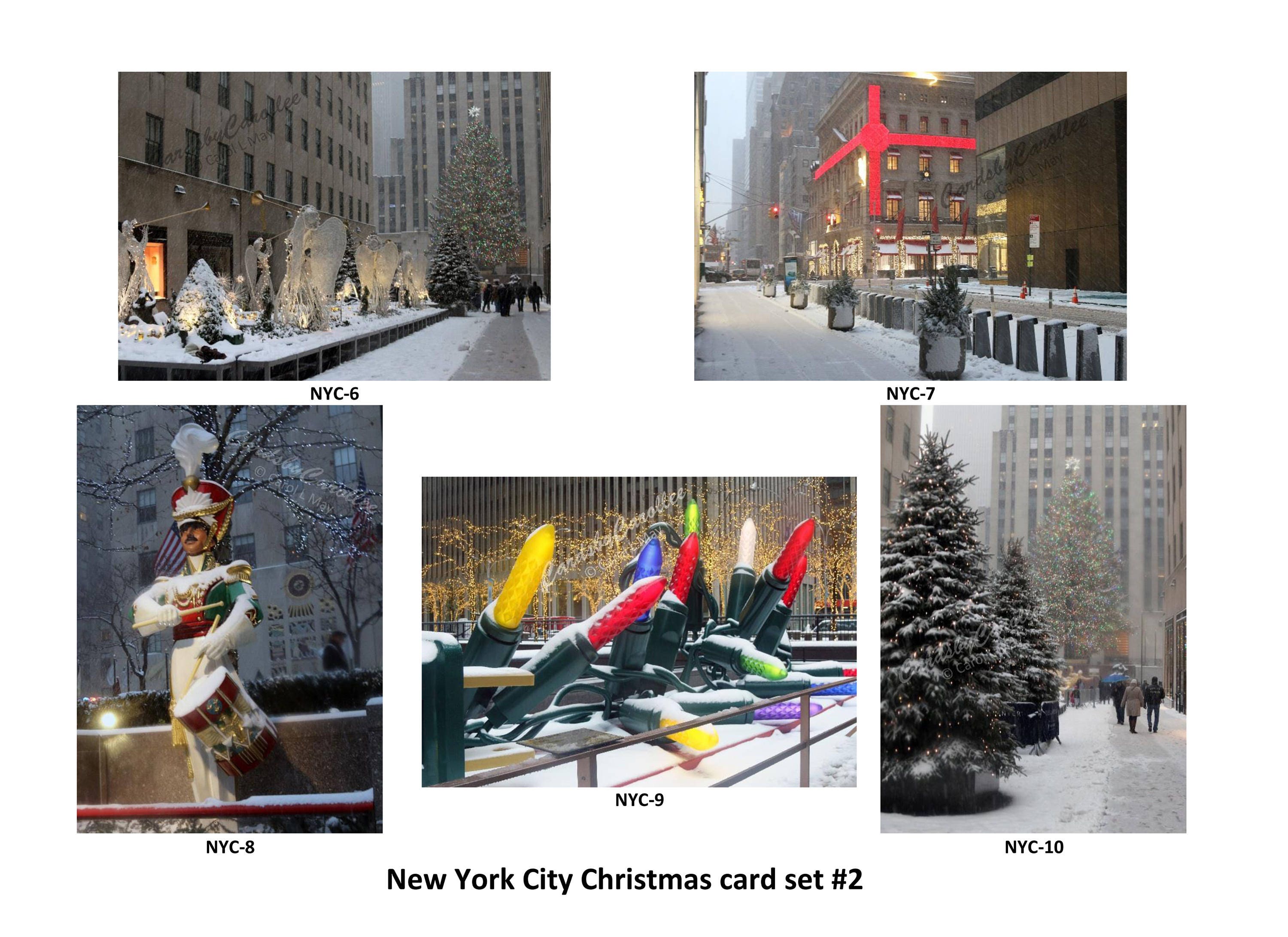 New York City Christmas Cards (II), 5 Scenes, Set of 10 5 X 7 Holiday ...