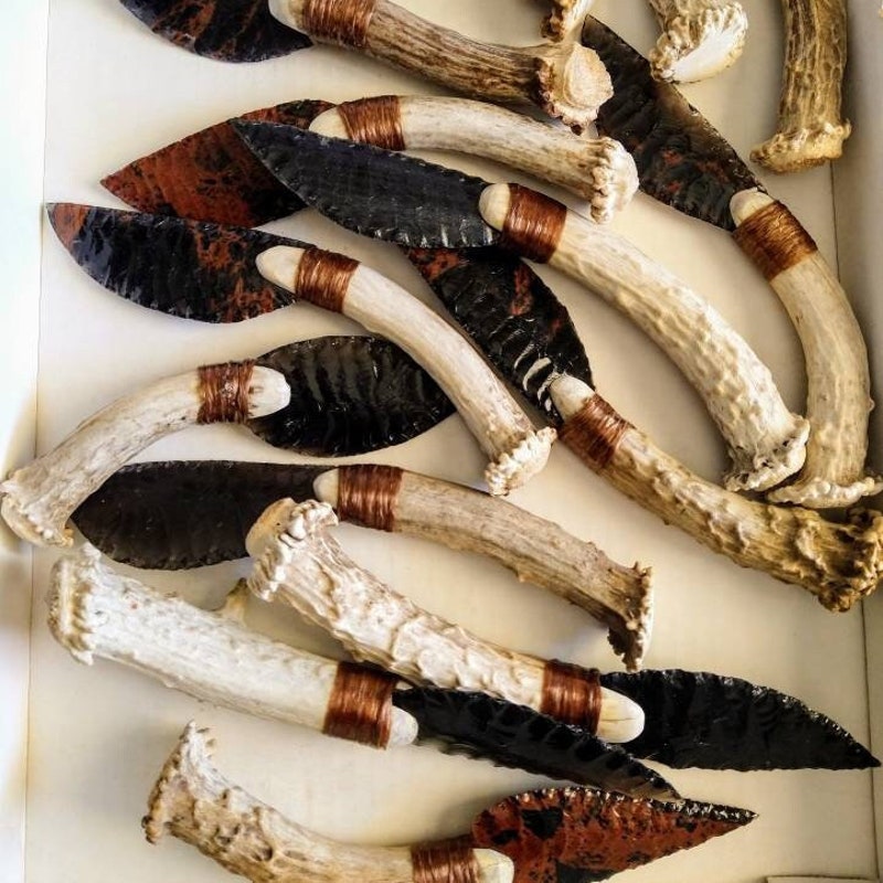 Obsidian and Antler Knife - Etsy