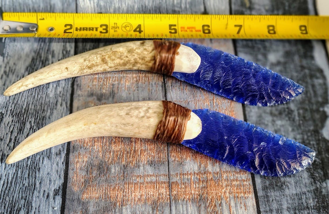 Genuine Elk Antler Knives Fiber Optic Arrowhead Knife - Etsy