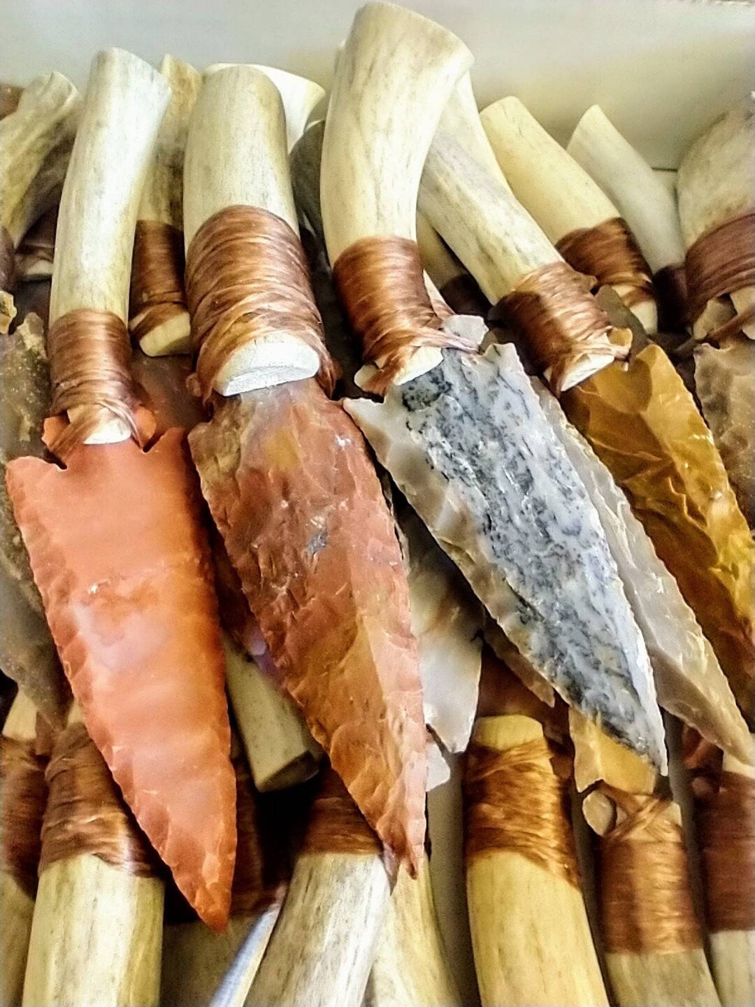 Antler Knife With Arrowhead Blade - Etsy
