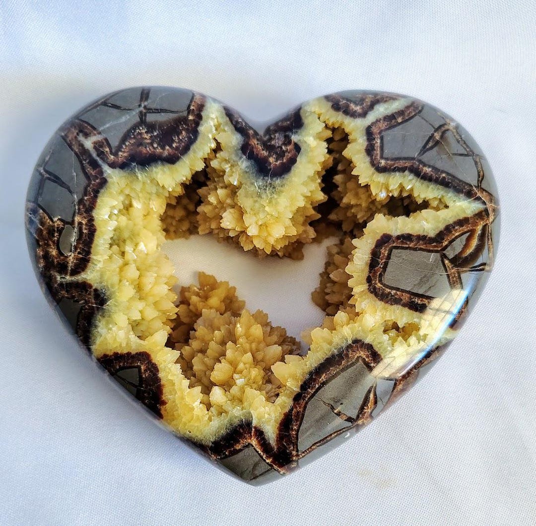 Septarian Nodule Crystal Heart Open Heart - Etsy