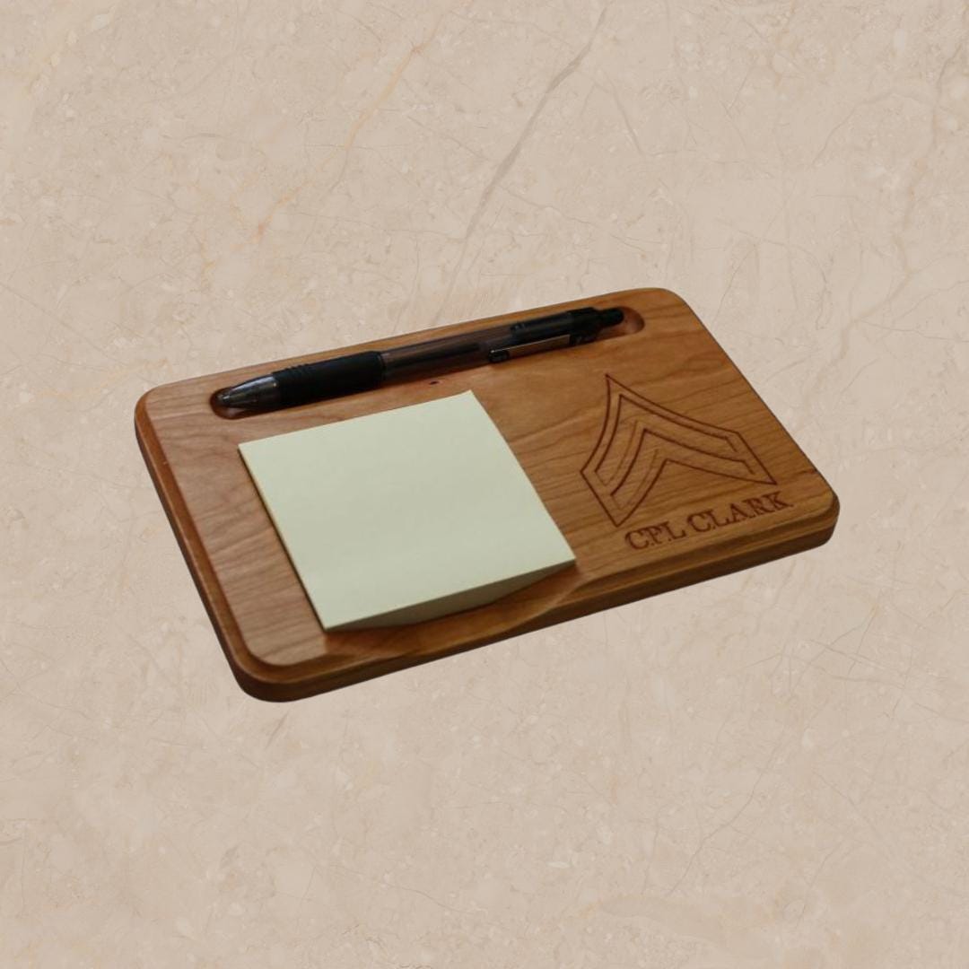 Carved Wooden Military Notepad Holder: Personalized Notepad & Pen ...