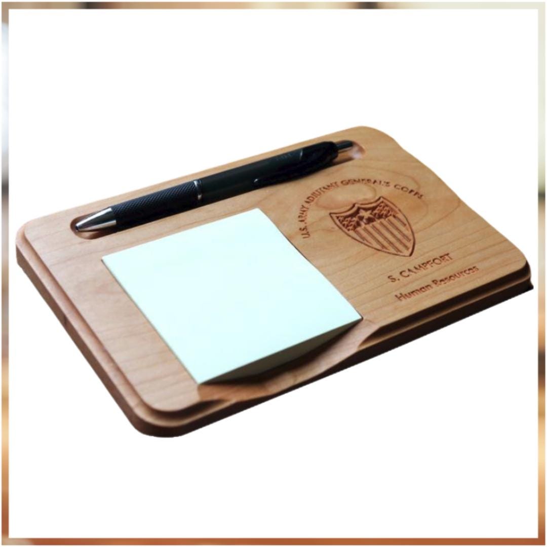 Military Crest Note Pad Holder, Personalized Sticky Note Holder & Pen ...