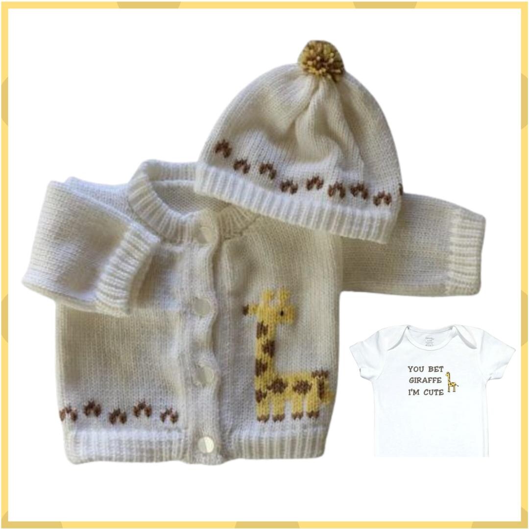 Giraffe Knitted Baby Sweater, Personalized Knitted Baby Sweaters ...