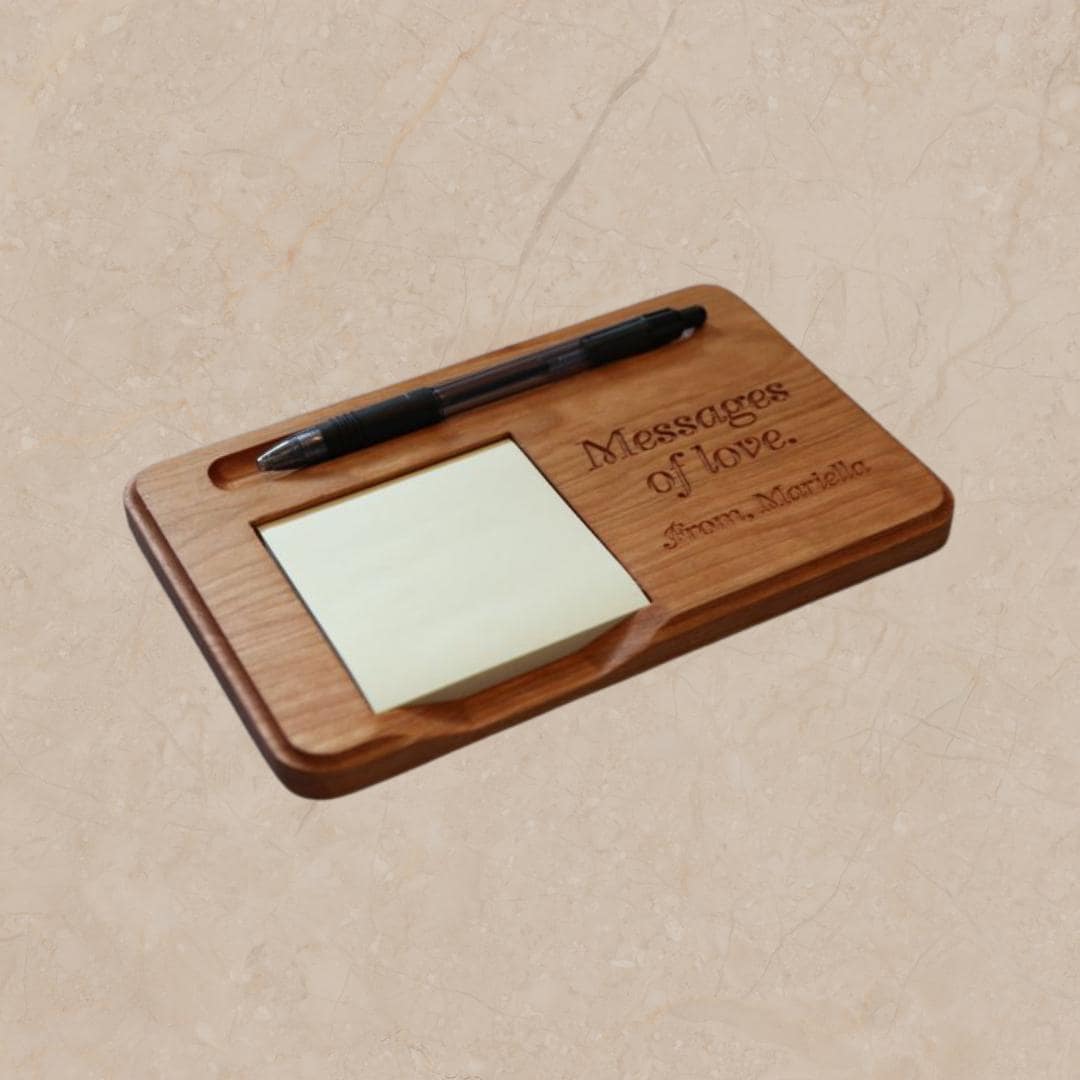 Personalized Messages Sticky Note Holders, Custom Wood Note and Pen ...